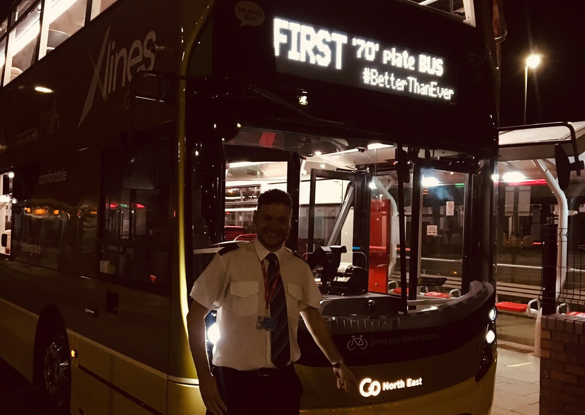 First new registration 70 plate bus hits the road - Go North East