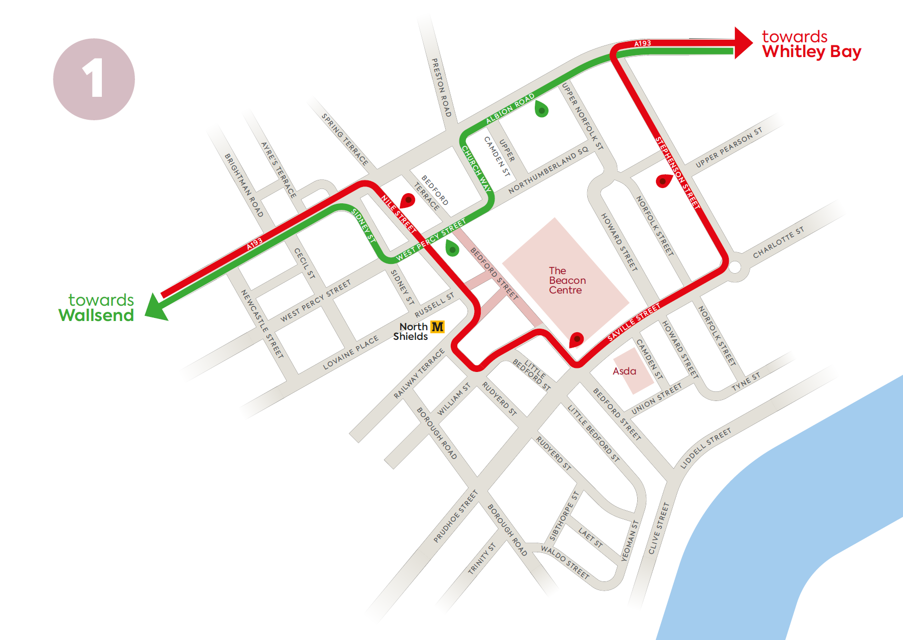 North Shields Town Centre route changes from 13 October - Go North East