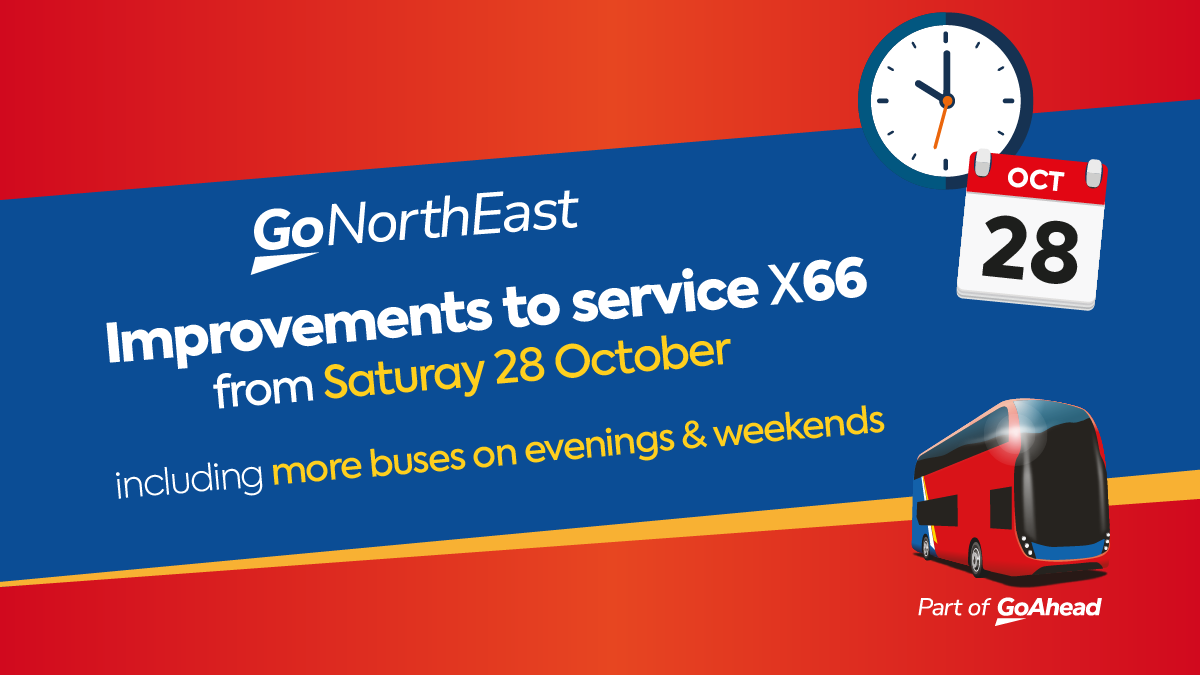 Improvements to service X66 from Saturday 28 October - Go North East