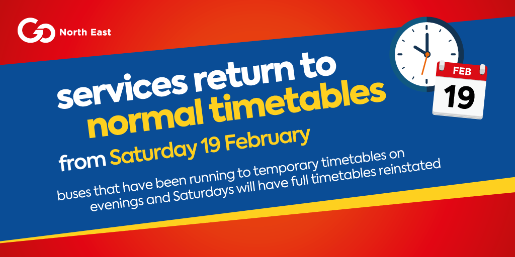 Go North East services return to normal timetables from 19 February ...